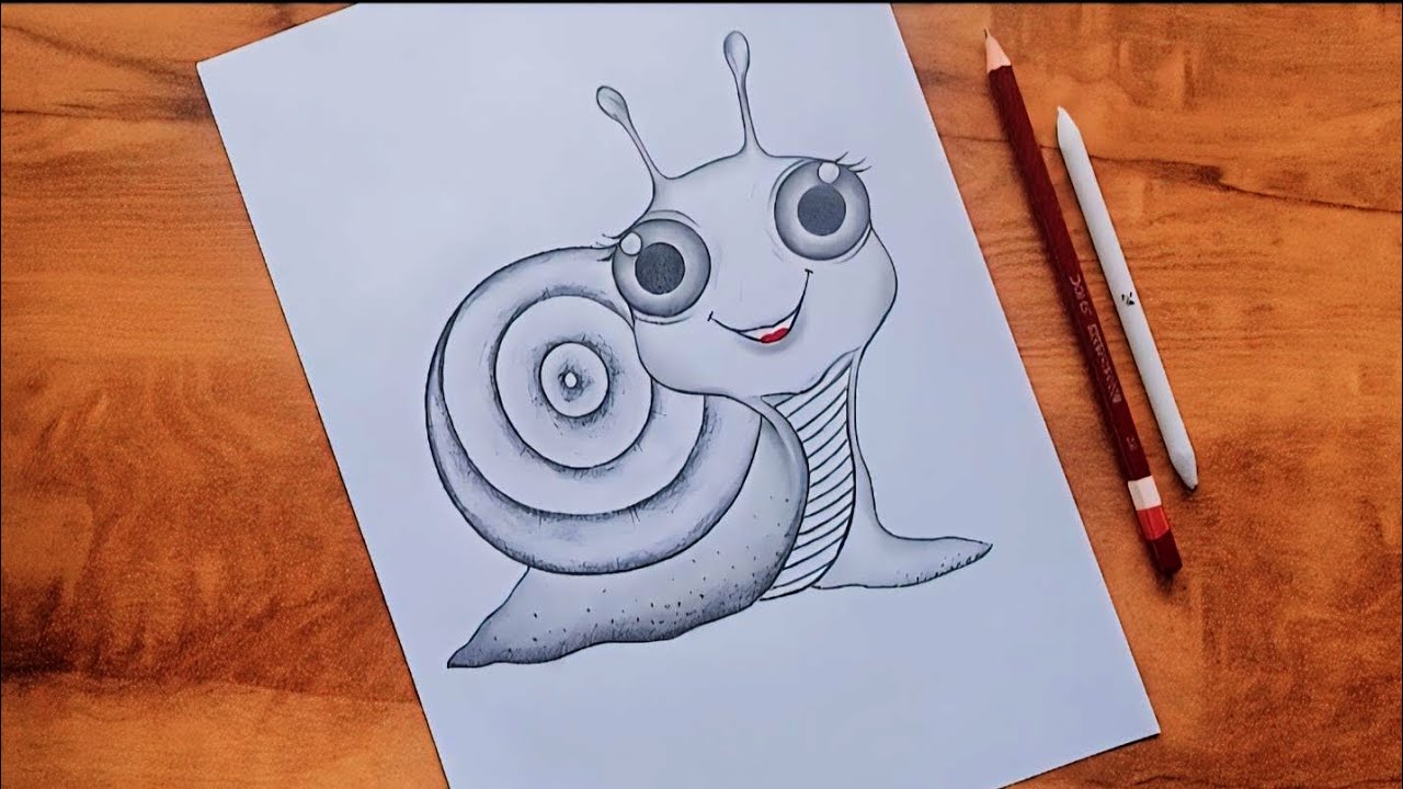 Amazing Cute Lindo Caracol Drawing ||Pencil Sketch || For Kids || Very ...