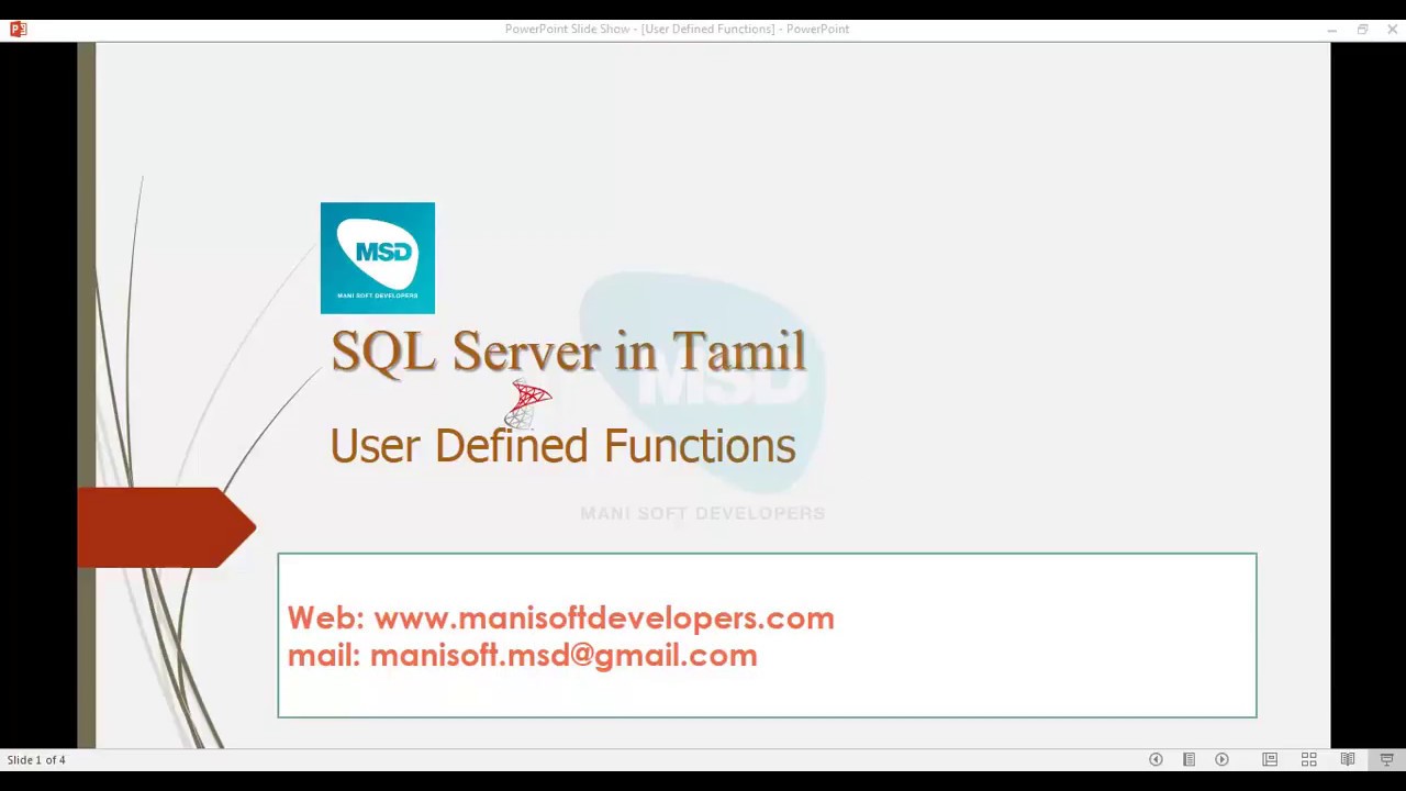 Sql Server In Tamil Part 32 User Defined Functions Youtube 6367