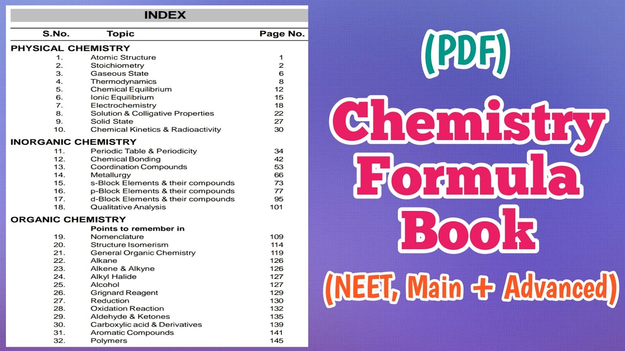Chemistry Formula Book JEE NEET Pdf | Gyan Sutra | Kshitiz - YouTube