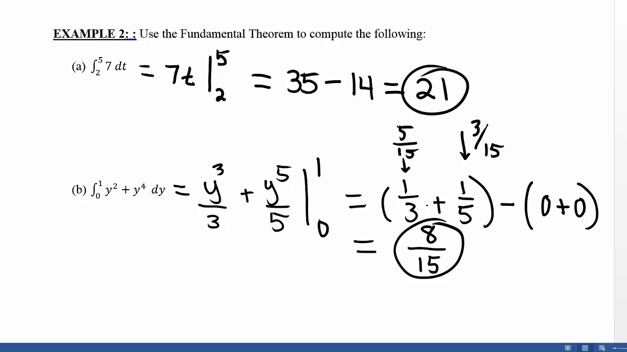 Using the Fundamental Theorem to find Definite Integrals - YouTube