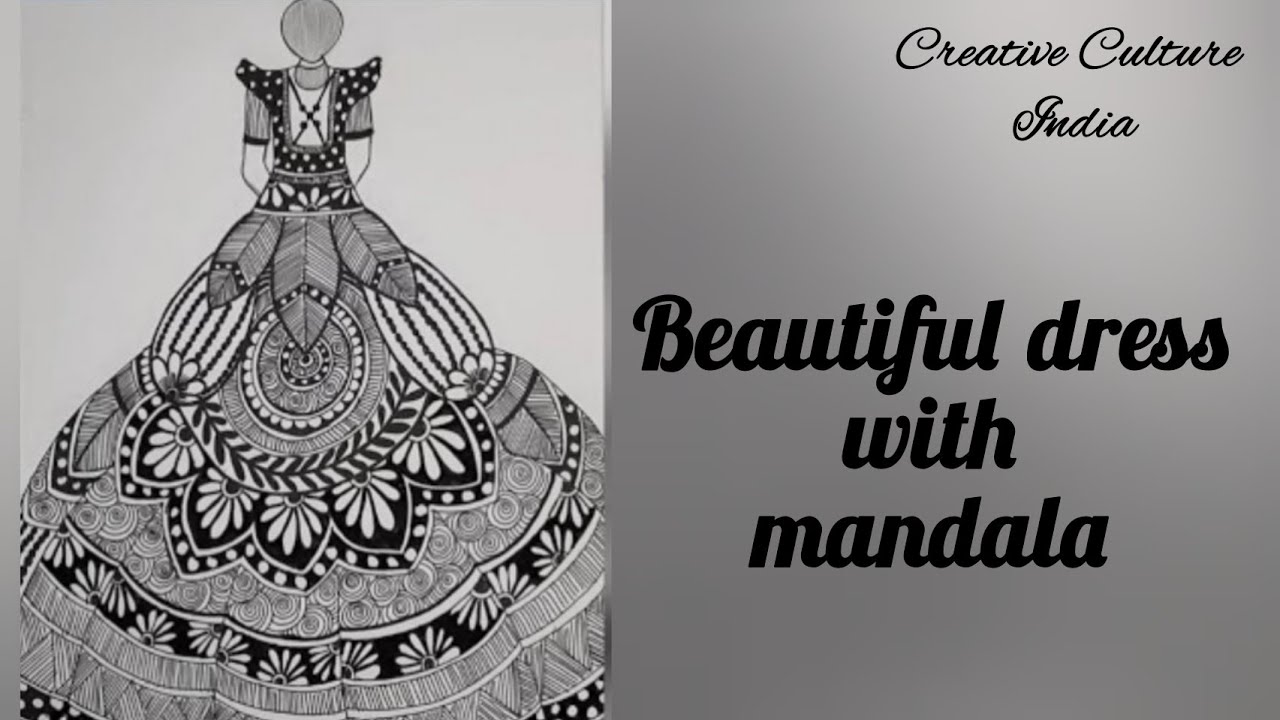 beautiful dress 👗 with mandala art || doodle art||mandala dress ...