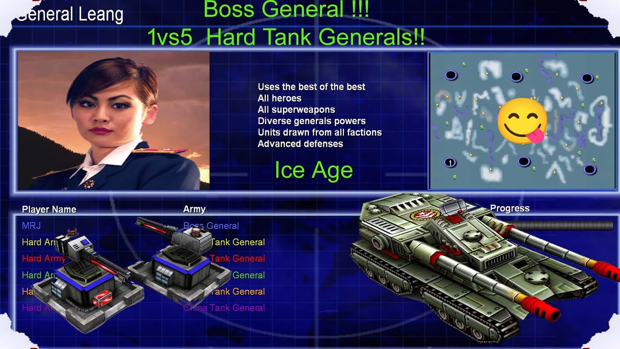 Command Conquer Generals Zero Hour Boss General 1 vs 5 Hard Tank ...