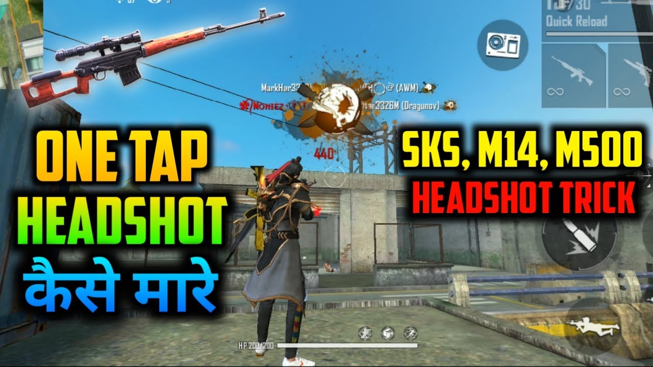 HOW TO TAKE EASY HEADSHOT WITH DRAGUNOV, M500, SKS ll ONE TAP HEADSHOT ...