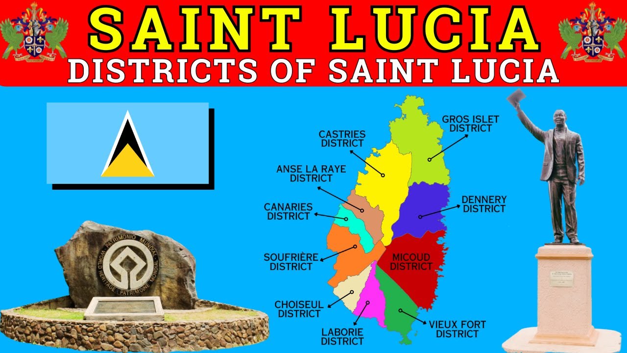 Saint Lucia Map Explained 🇱🇨 | 10 Districts of Saint Lucia - YouTube