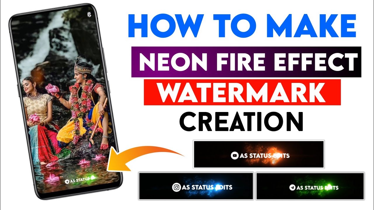 New trending neon fire effect watermark creation | smoke effect ...