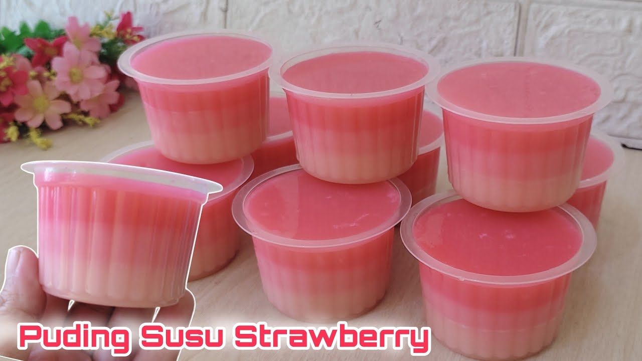 RESEP PUDING SUSU STRAWBERRY | PUDING OMBRE STROBERI UNTUK IDE JUALAN ...