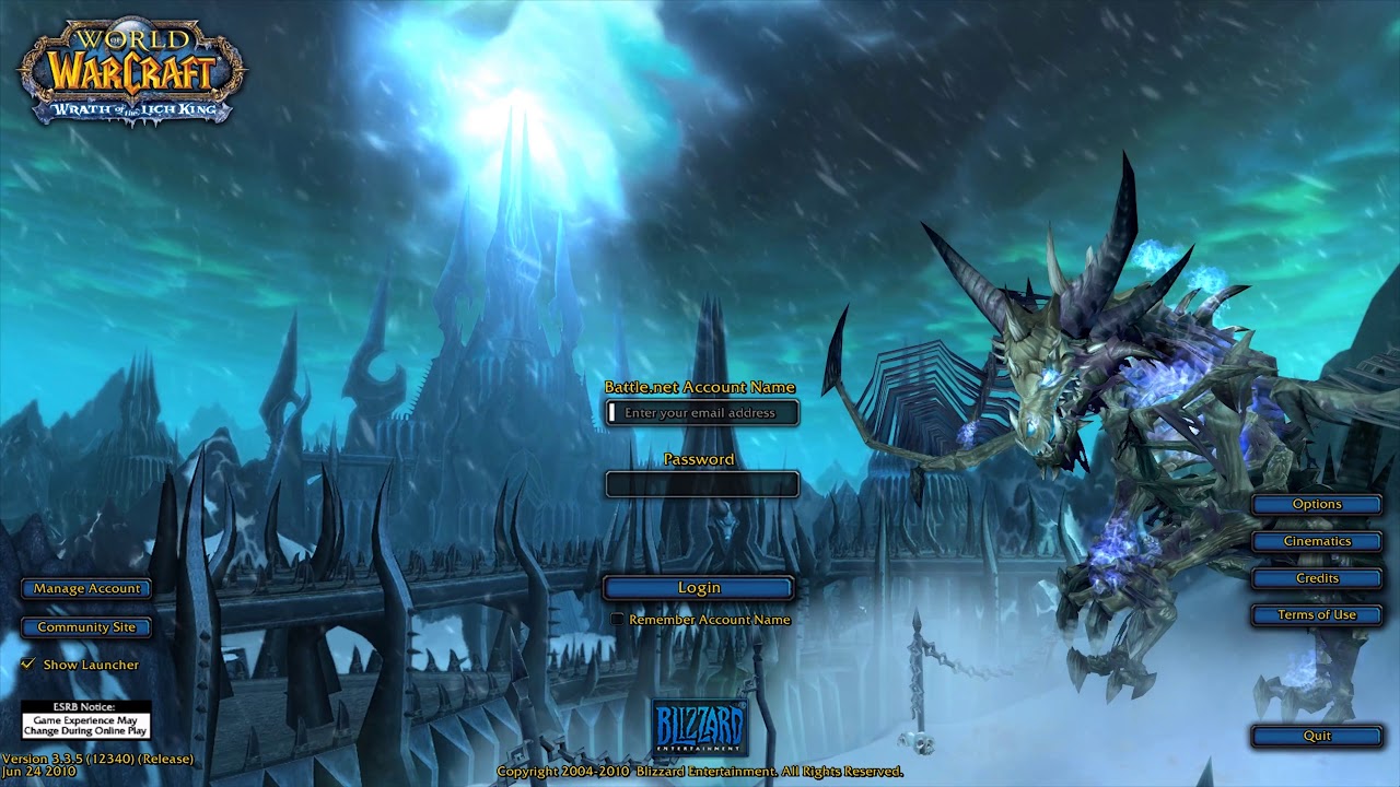 World of Warcraft: Wrath of The Lich King Login Screen - YouTube