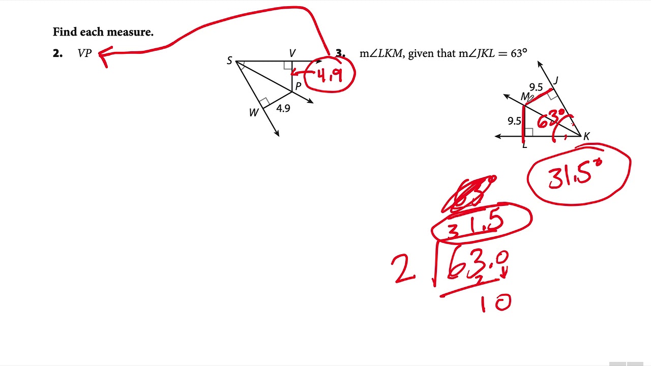 Geometry 8.2 - Angle Bisectors of Triangles - YouTube