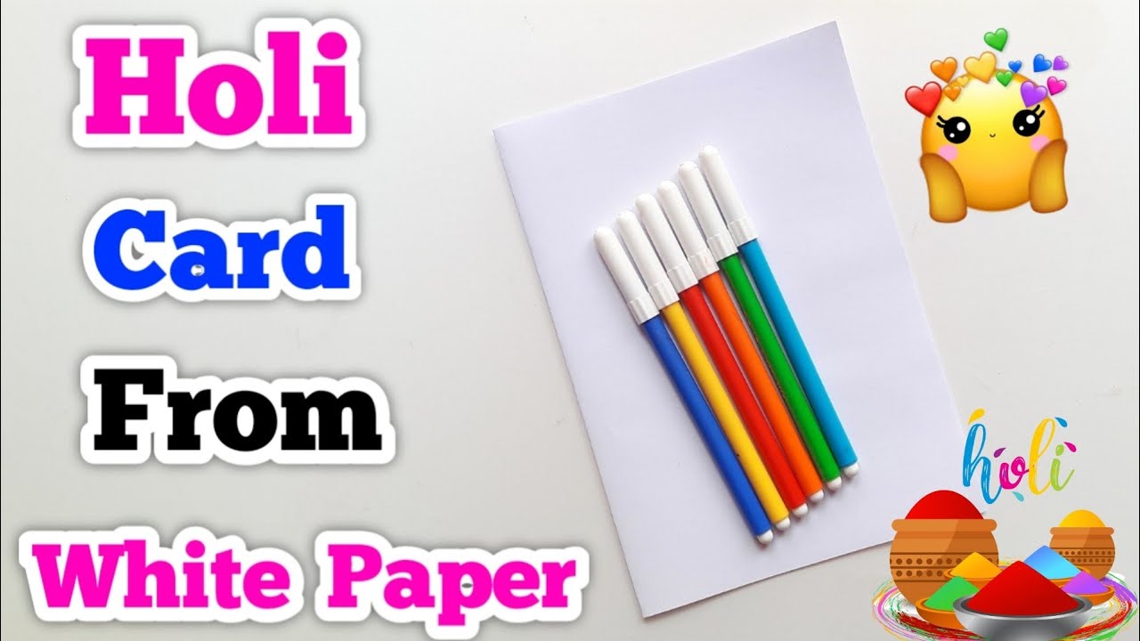 Holi Greeting Card From WHITE PAPER 🥳 • How to make holi card at home ...