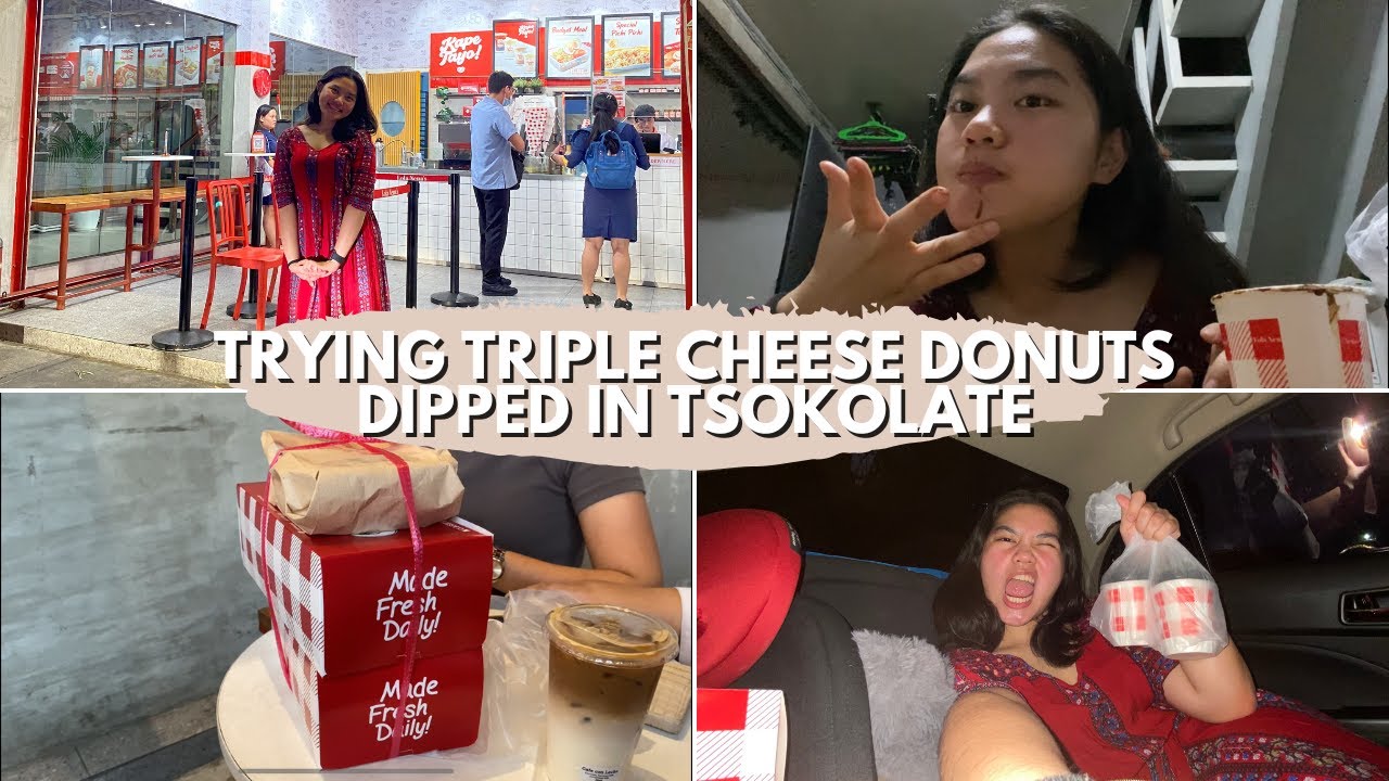 Trying Triple Cheese Donuts Dipped in Tsokolate - YouTube