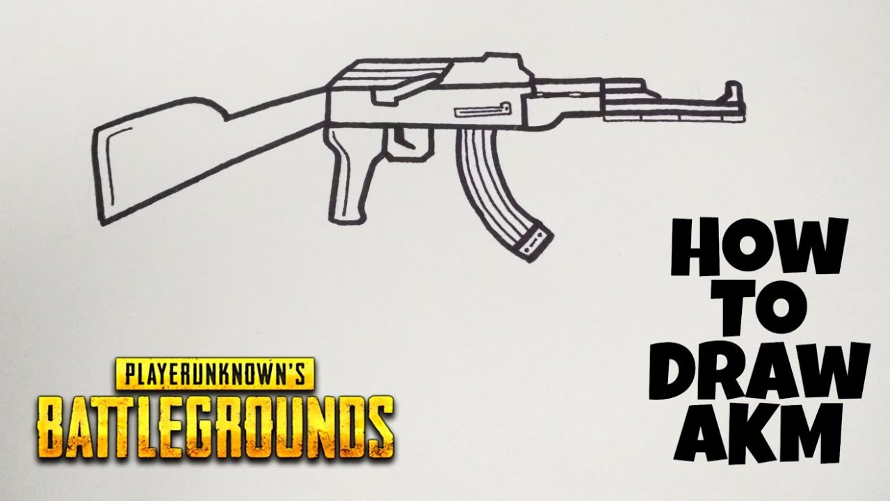 HOW TO DRAW AKM GUN FROM PUBG _EASY FOR KIDS DRAWING - YouTube