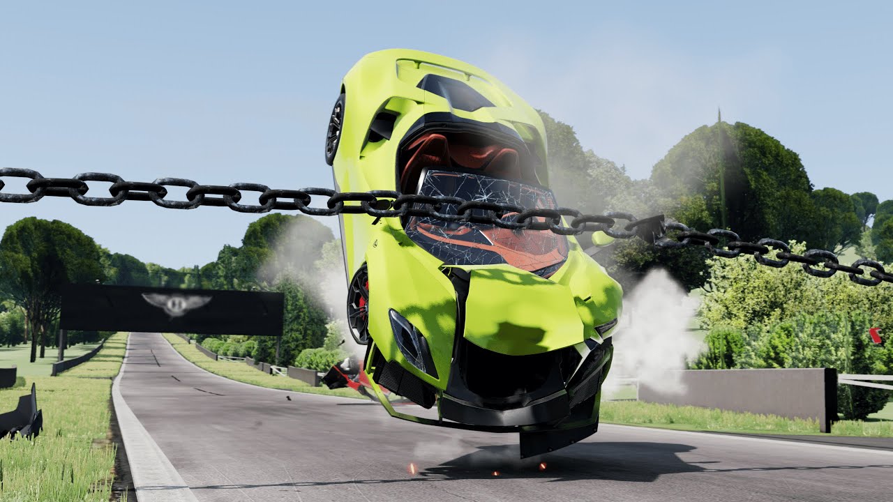 Cars Vs Mega Chain #1 - BeamNG Drive - YouTube