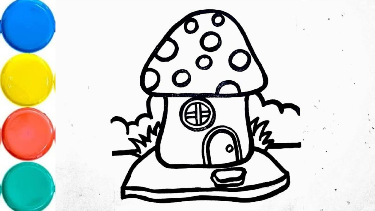 how to Draw Mushroom House | House Drawing | Painting for Toddlers ...