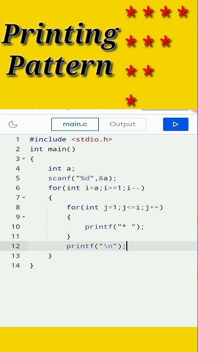 Pattern Printing || COLLEGE CODING #coding #programming #c #viral #viralshorts #video #shorts ...