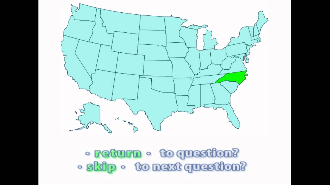 Interactive United States Map Quiz - Location of North Carolina - YouTube