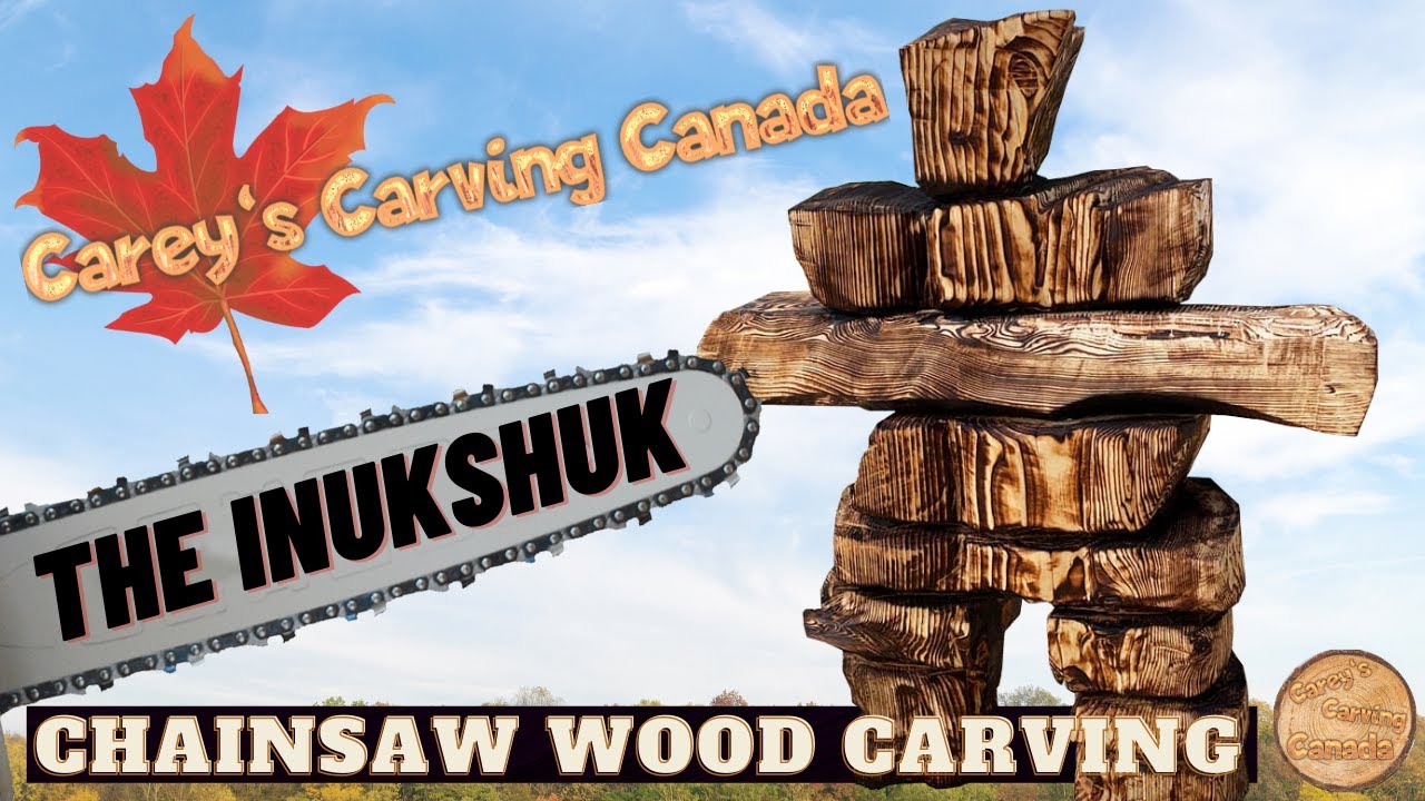 How to carve an Inukshuk with a chainsaw - YouTube