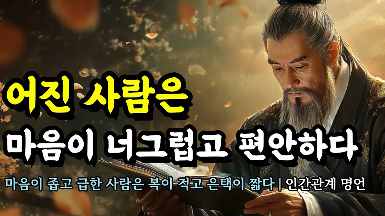 마음이 좁고 급한 사람은 복이 적고 은택이 짧다 채근담 순자 명심보감 공자 세네카 쇼펜하우어 인간관계 명언 어진