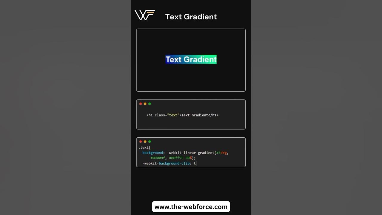 Text Gradient #thewebforce #freelancing #frontenddevelopment #htmlcss #shortstutorial #shorts ...