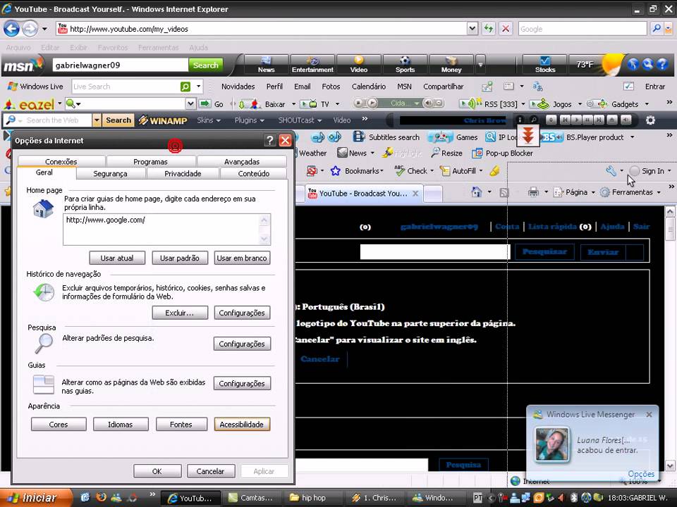 mudando o tema da internet explorer 7 - YouTube