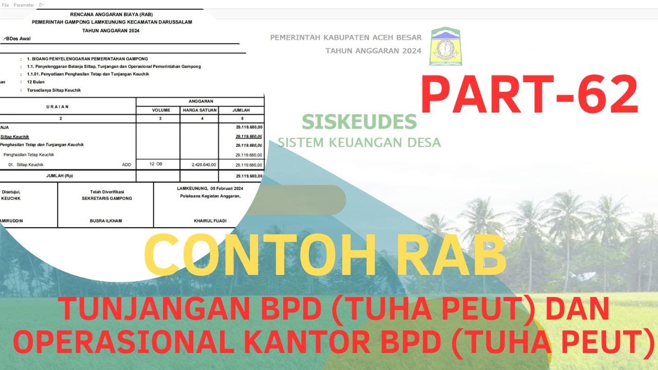 CONTOH RAB TUNJANGAN BPD TUHA PEUT DAN OPERASIONAL KANTOR BPD TUHA PEUT ...