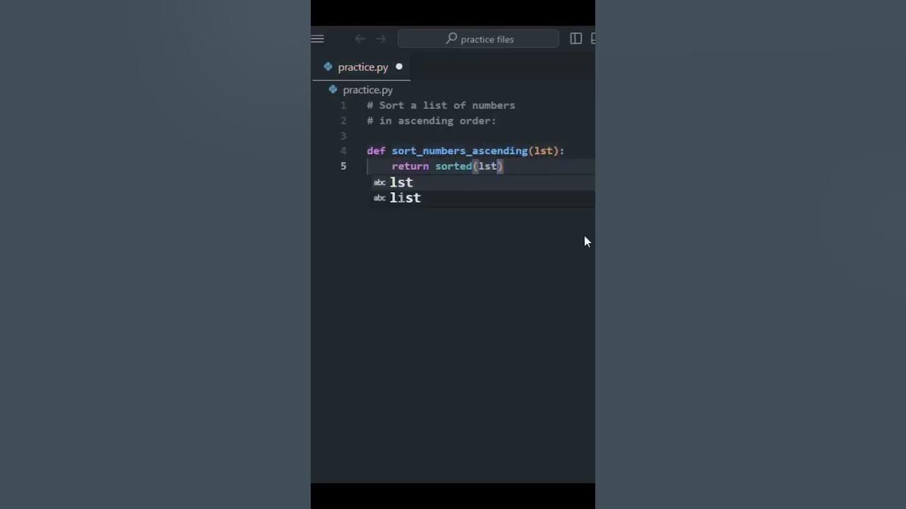 Sort A List Of Numbers Python Pythonprogrammingcodinglearnpython Pythonforbeginners Youtube 2099
