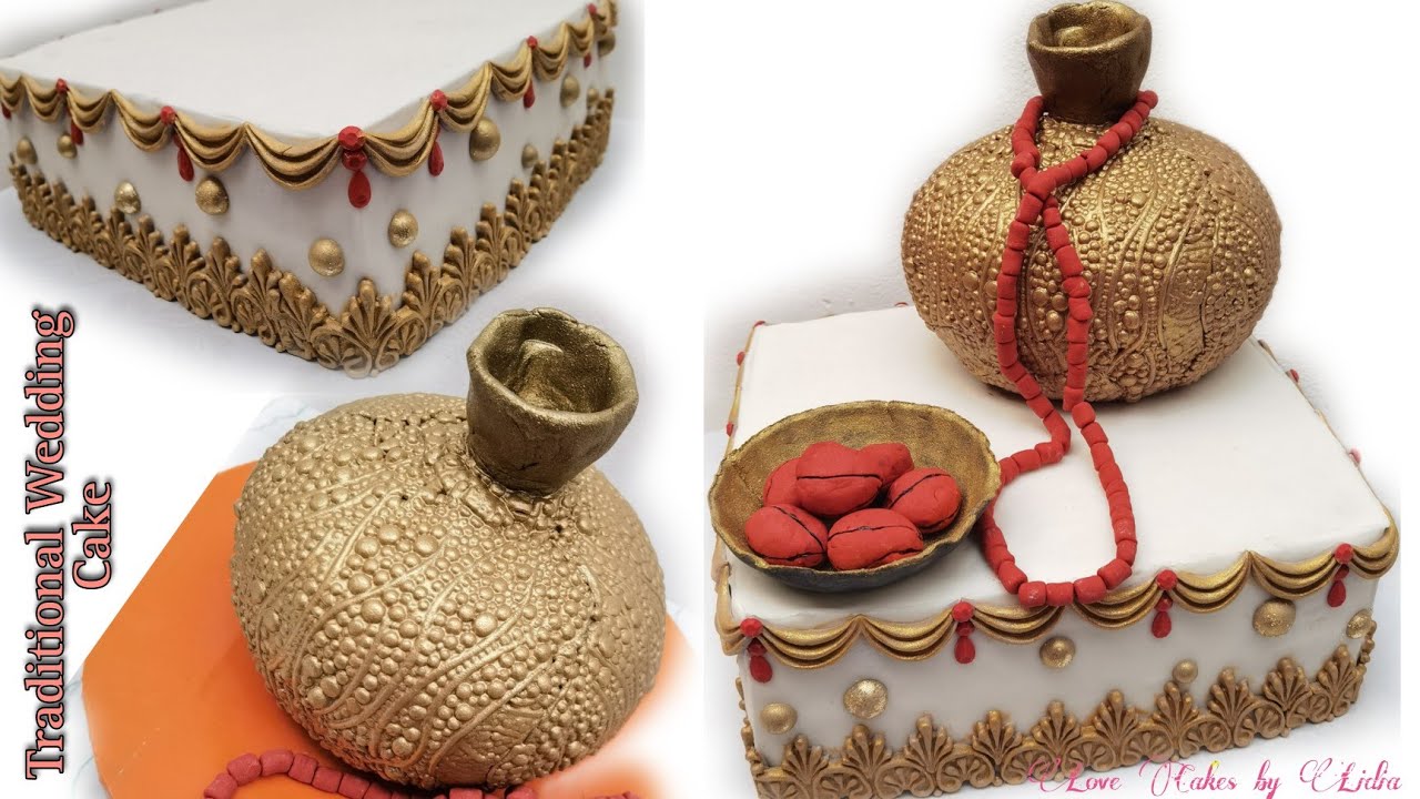 Traditional Wedding Cakes /Calabash cake /Fondant coral Beads/# ...