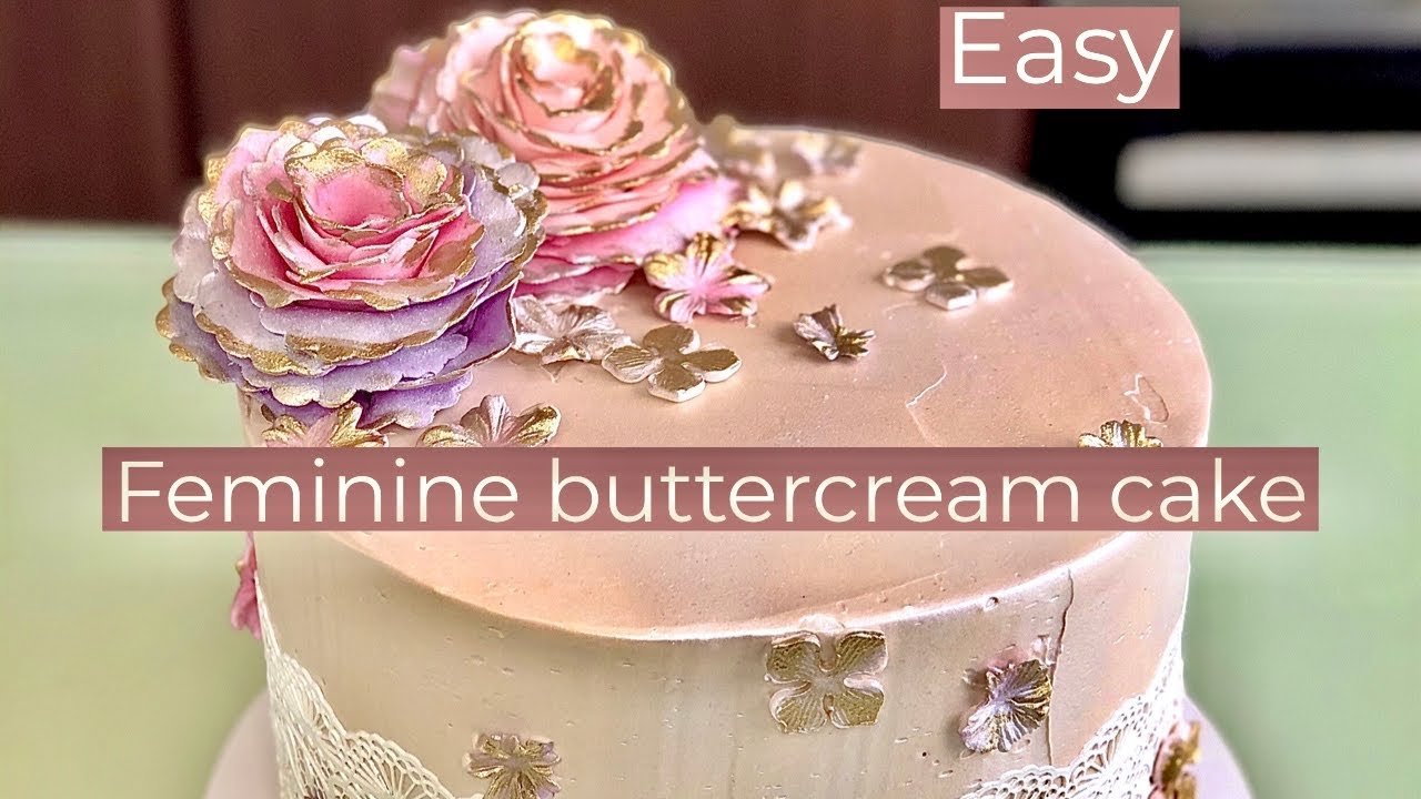 How to make a feminine buttercream cake - YouTube