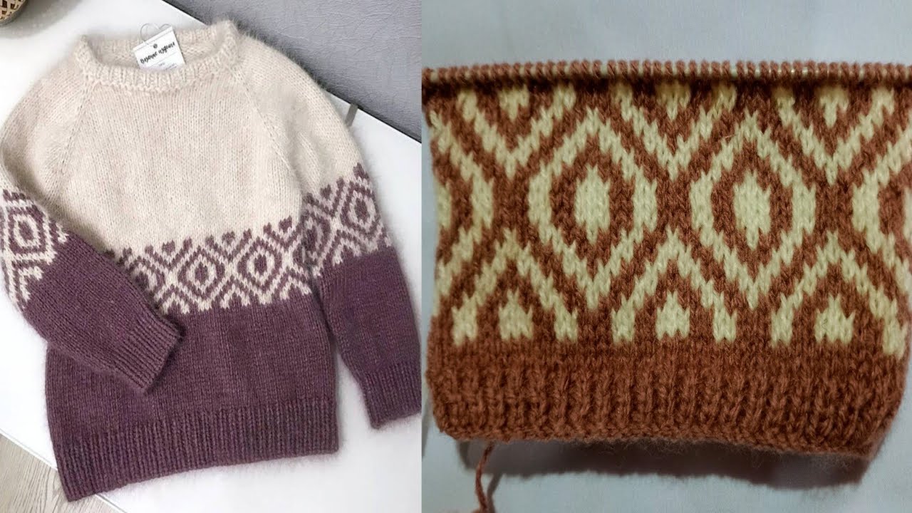 Knitting Graph Pattern #201 | Two colour Kids Sweater Design - YouTube