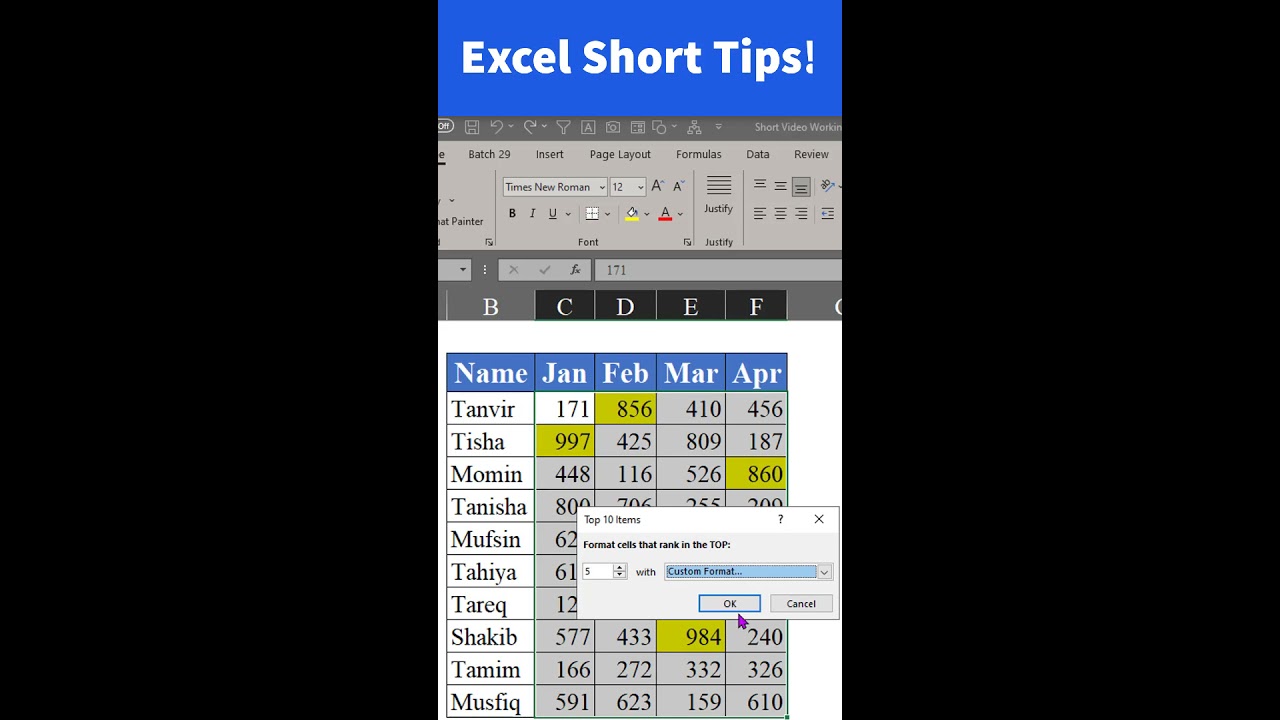 Excel Short Video Highlight Top And Bottom Value In Excel YouTube Excel Short Video Highlight Top And Bottom Value In Excel YouTube