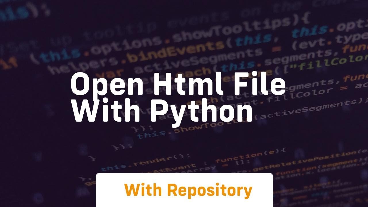 Open Html File With Python Youtube