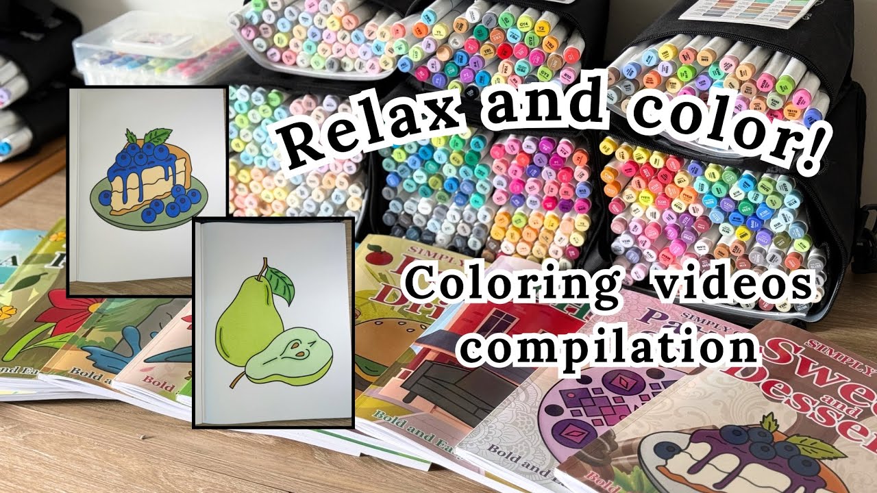 ASMR marker sounds | ASMR coloring compilation color with me | Relaxing ...