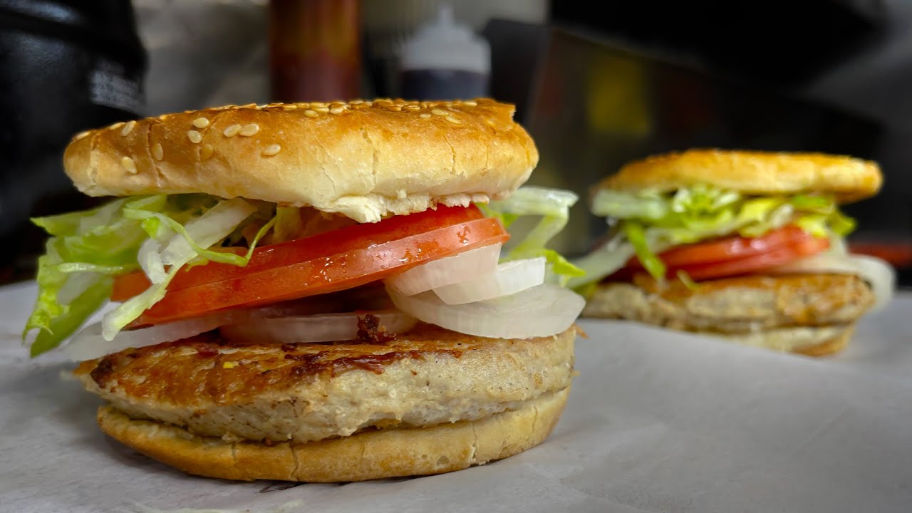 Most popular Burgers on the corner of Lenox avenue in Harlem, NYC - YouTube