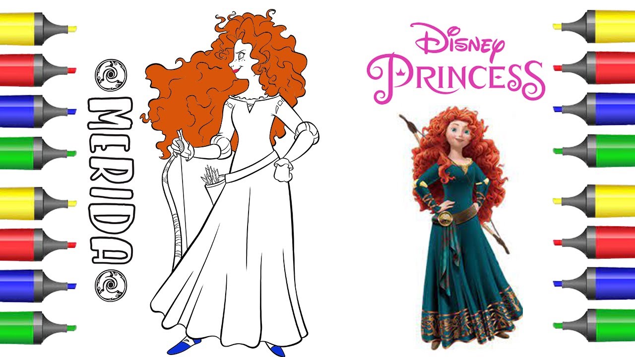 How to Color and Draw a Disney Princess Merida - YouTube