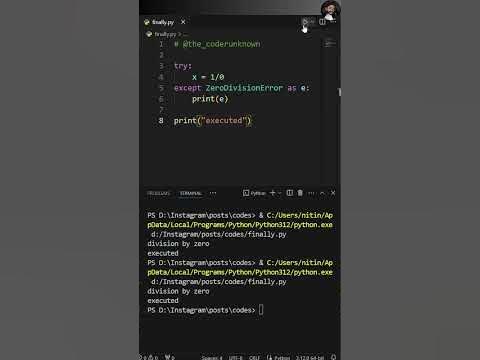Finally block in python 🐍🧑‍💻#python #coding #programming #finally #dsa #ezsnippet #codewithharry ...