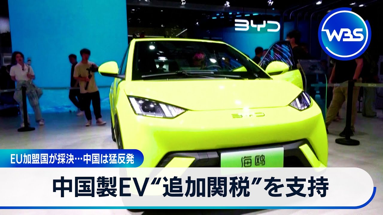中国製EV“追加関税”を支持 EU加盟国が採決…中国は猛反発【WBS】 - YouTube