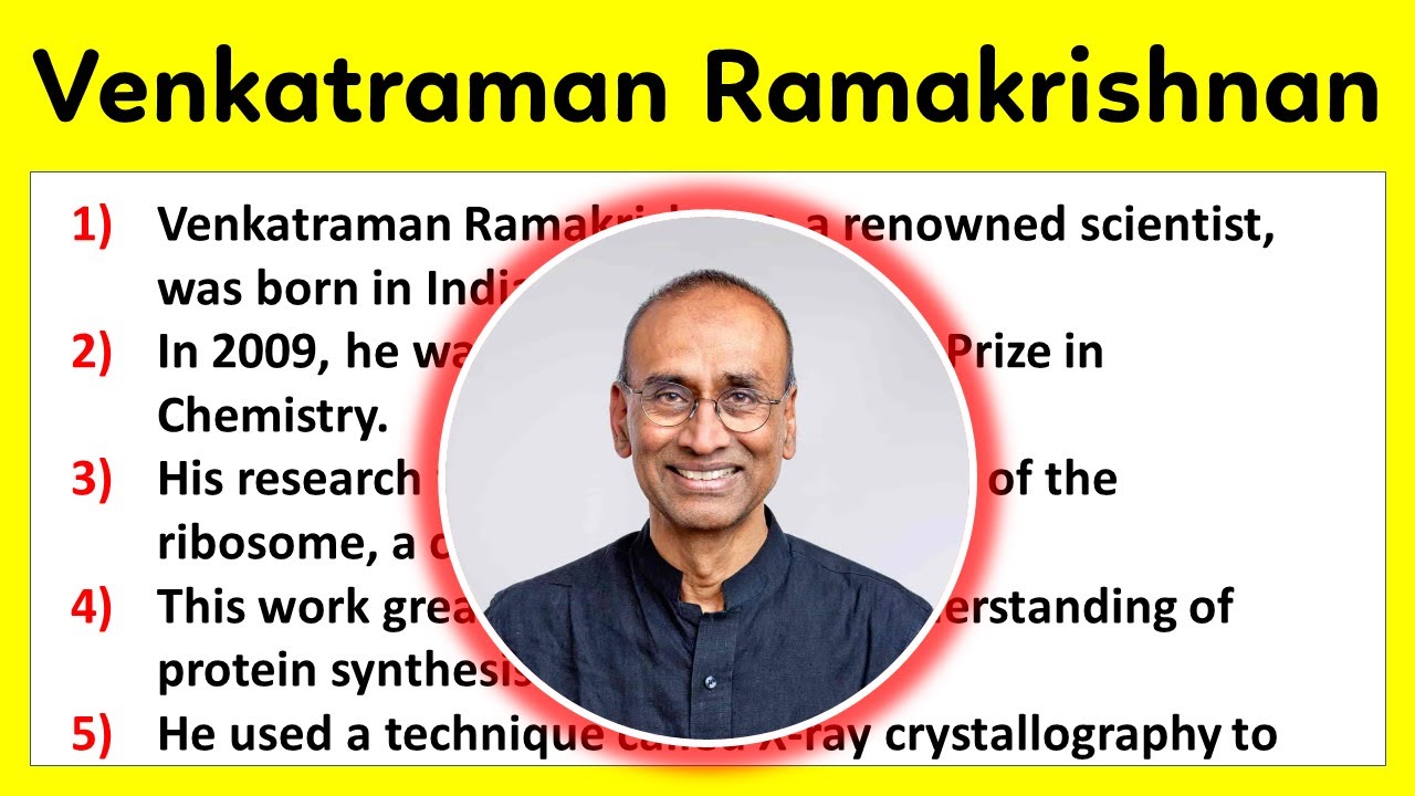 Exploring the Brilliance of Venkatraman Ramakrishnan | Short Essay & 10 Lines - YouTube