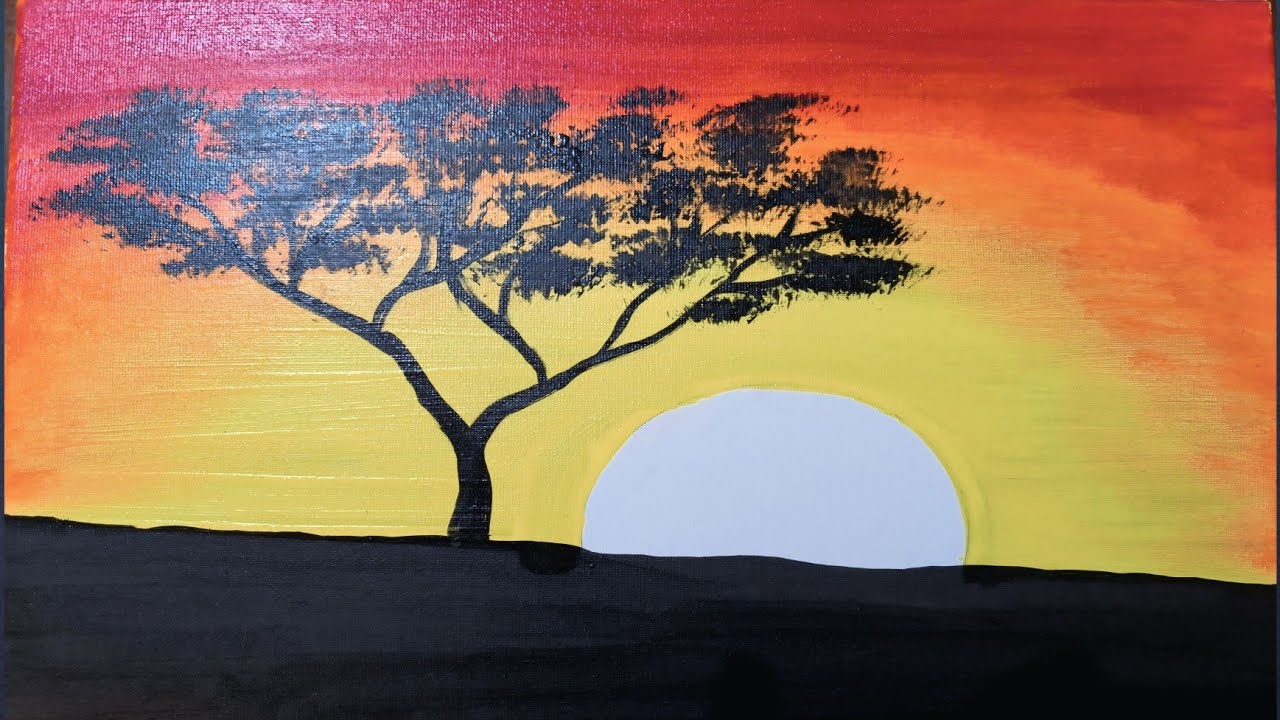 Sunset Painting Poster Colour Ideas for beginners - YouTube