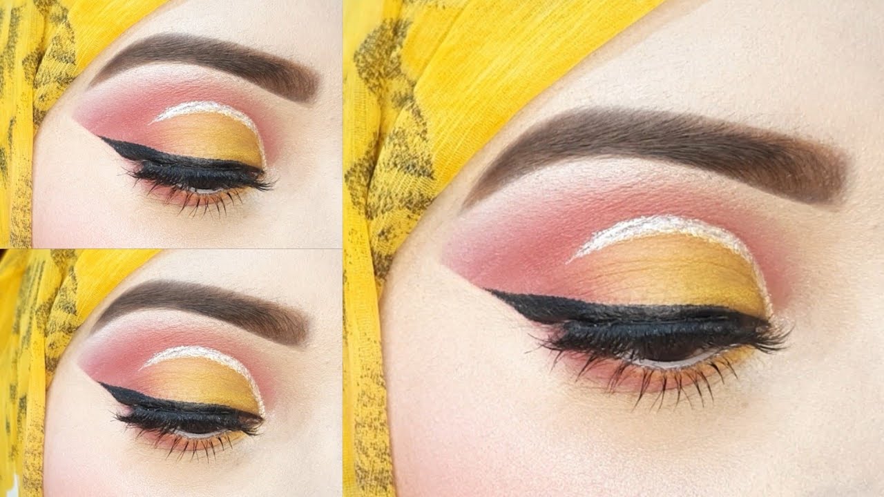 Glitter Cut Crease Eye Makeup Tutorial | Yellow Cut Crease Eye Makeup # ...