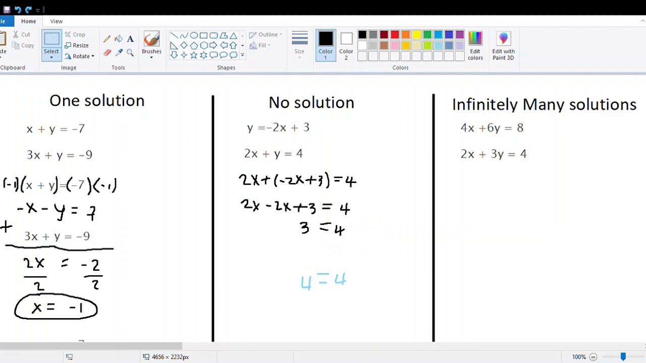 System Of Linear Equations One Solution No Solution Or Infinitely