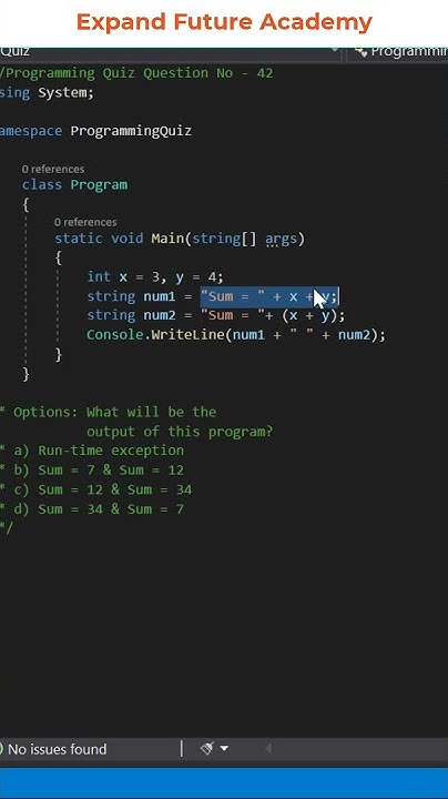 Solution for Programming Quiz Questions - Q42 - Expand Future Academy #Shorts #CSharp #Dotnet ...