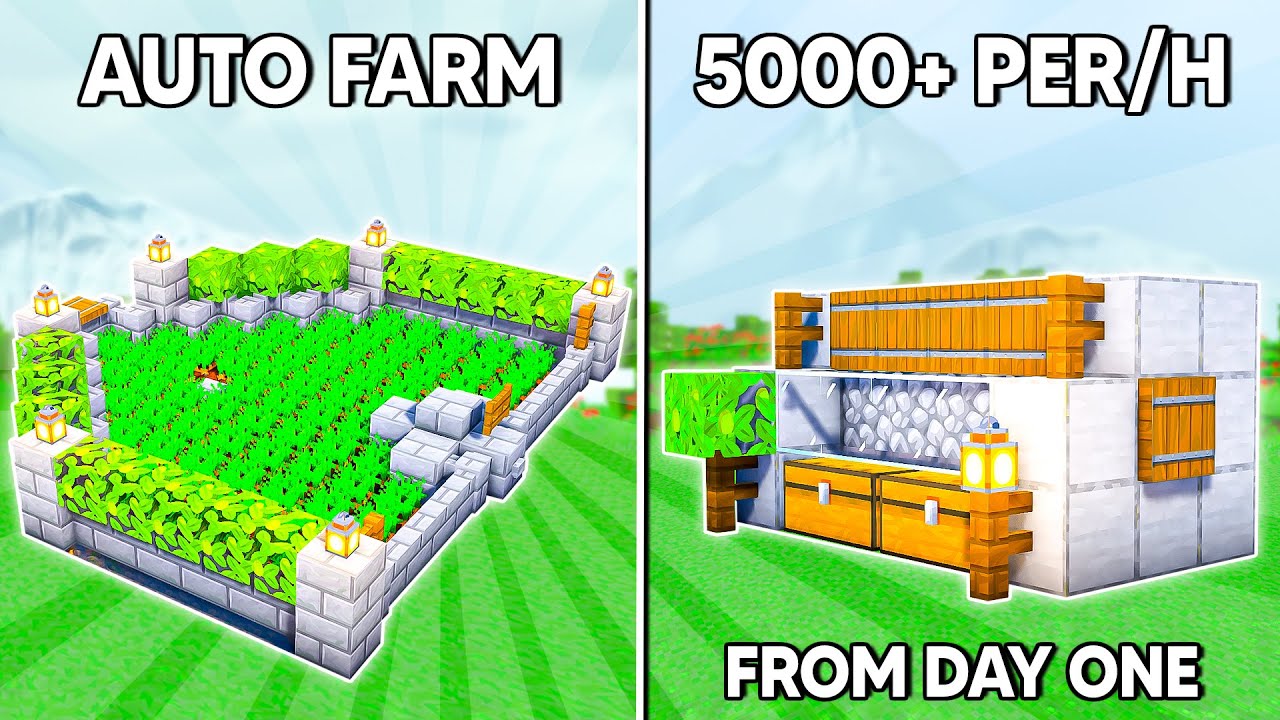 Minecraft From Day One: 4 EASY STARTER FARMS FOR ANY WORLD Tutorial 1 ...