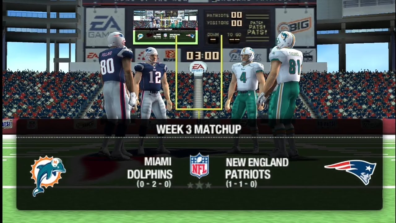 Madden 09 PSP [Patriots Franchise Mode] Week 3 Vs. Dolphins - YouTube