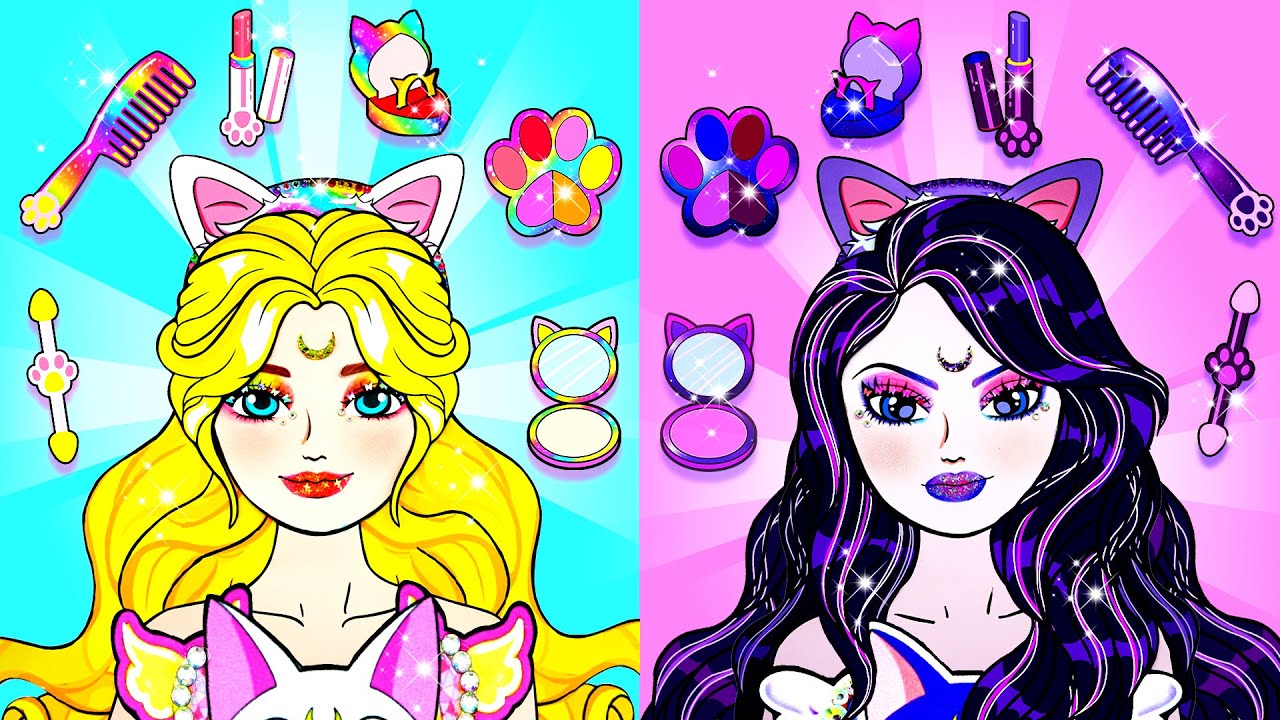 Rainbow VS Purple Cat Princess Makeover - Barbie Transformation ...