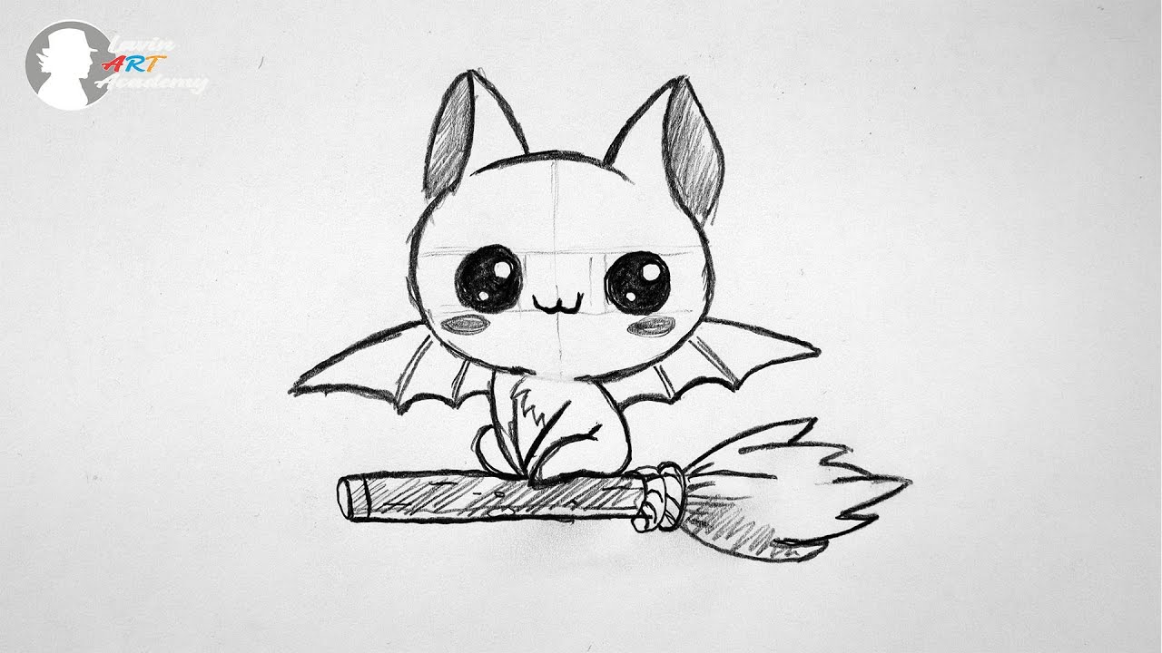 How to Draw A Kawaii Bat Cute Step by Step | Halloween Drawing - YouTube