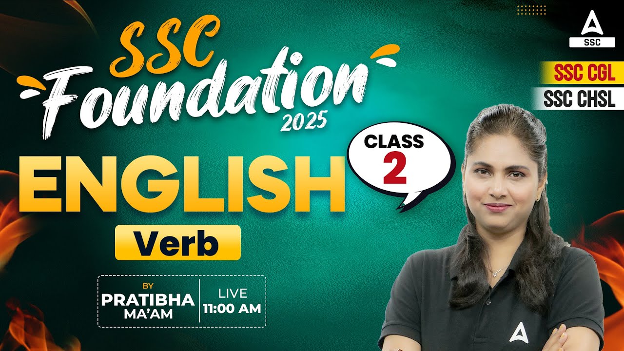 SSC CGL/CHSL 2025 | Foundation Batch | Verb Part #2 By Pratibha Ma'am ...