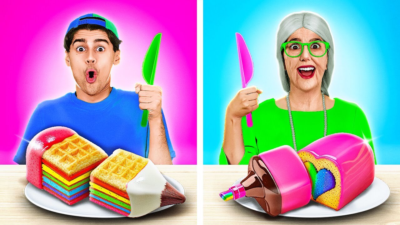 NEW 123 GO! Me vs Grandma Cooking Challenge! Amazing Plates for Hungry ...
