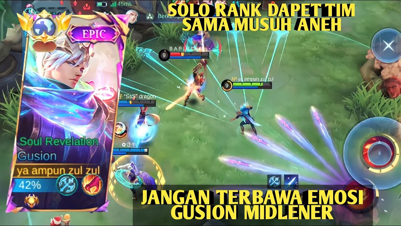 DAPET TEAM DAN MUSUH ANEH, TIPS TIDAK TERBAWA EMOSI, GAMEPLAY GUSION | MOBILE LEGENDS - YouTube