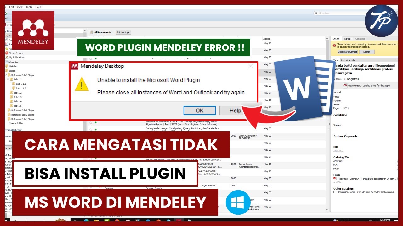 Tutorial Mendeley : Cara Mengatasi Tidak Bisa Install Plugin Ms Word Di ...
