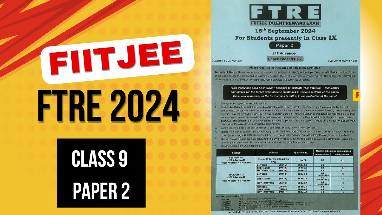 FIITJEE FTRE 2024 Class 9 Paper 2 (15 September) - YouTube