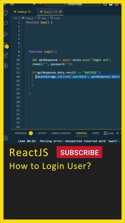 ReactJS (How to Login User) React JS Tutorial For Beginners In Telugu, React Full Course #shorts ...